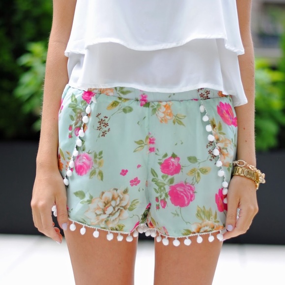 Simply Southern | Shorts | Simply Southern Blue Pom Pom Shorts | Poshmark
